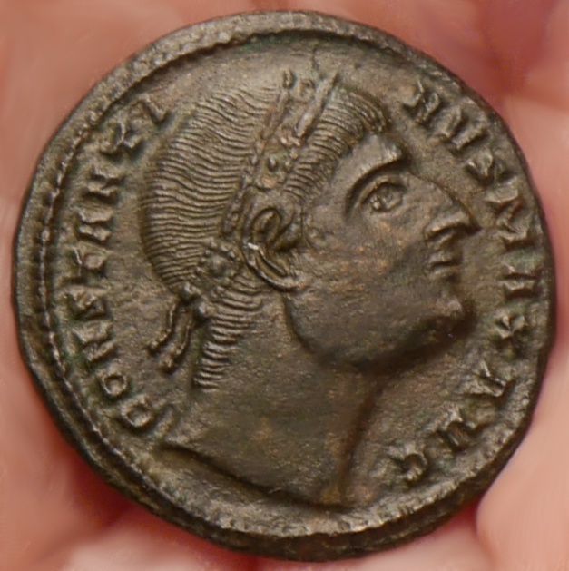 Constantine I Æ Follis, "Eyes to Heaven" - Roman Imperial Coins - Numis ...