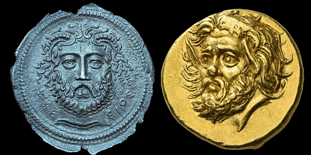 A tetradrachme of Barke with an amazing facing head of Zeus Ammon (from ...