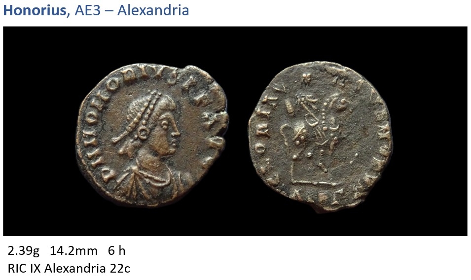 confirming a rare Honorius AE3 of Alexandria mint - Roman Imperial ...