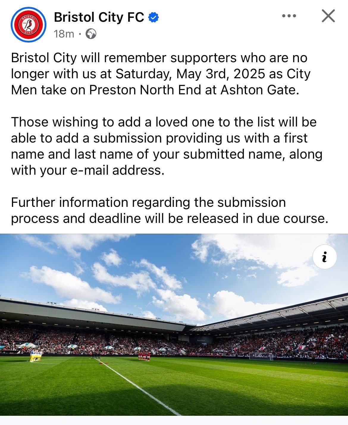 2025 Memorial Match - Football Chat - OTIB - The Bristol City Forum