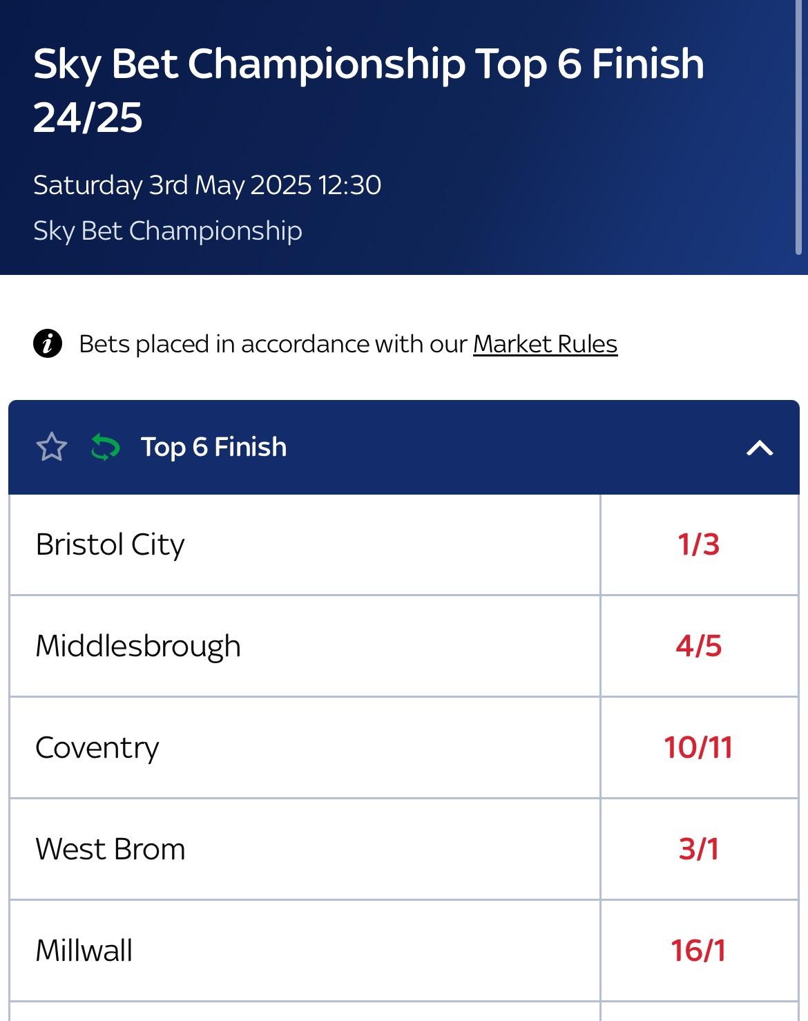 How the bookies are currently seeing it - Football Chat - One Team in ...