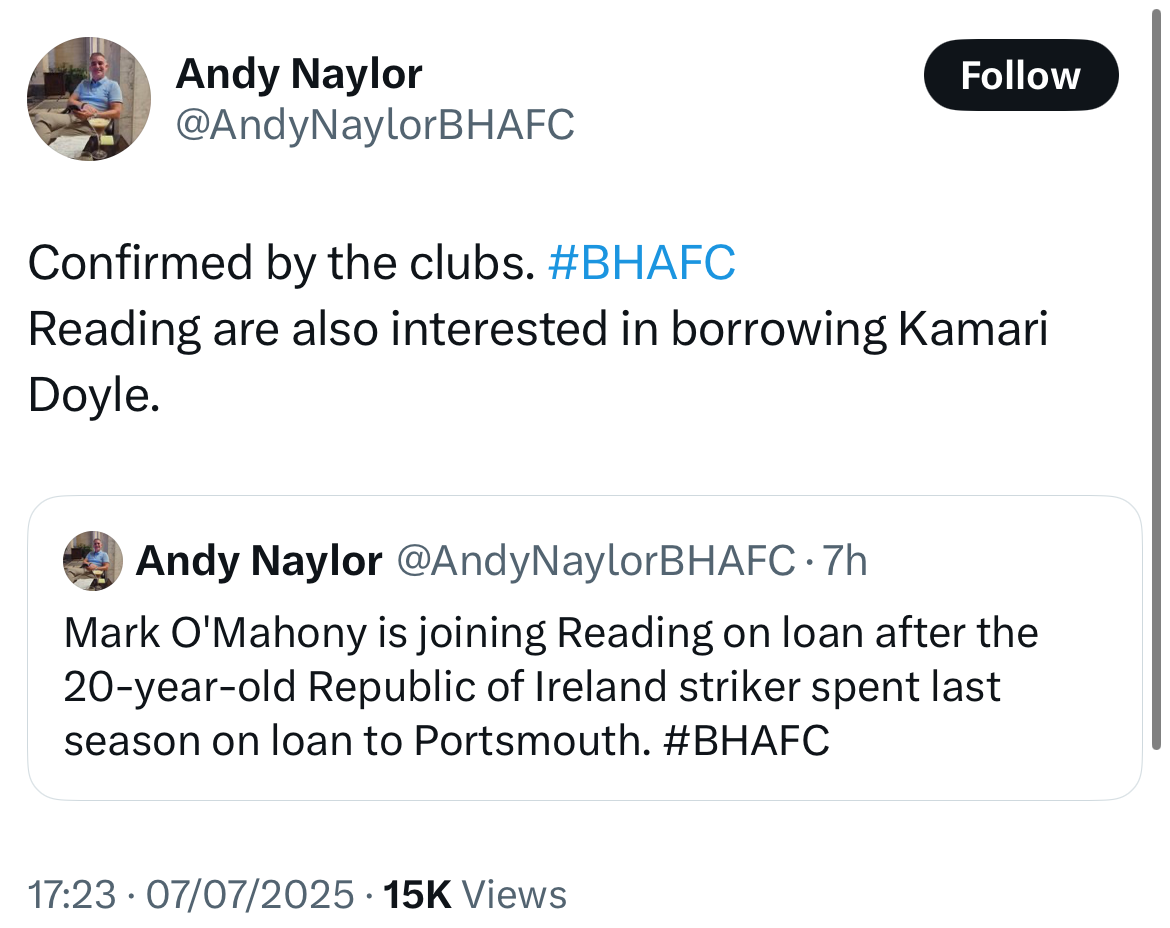 Rumour - Kamari Doyle - (Brighton, Forward) - Source @AgentTrev ...