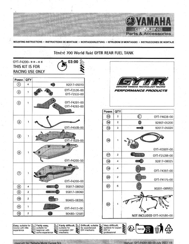 GYTR Rear Fuel Tank Install Log - Parts and upgrades reviews - Yamaha ...