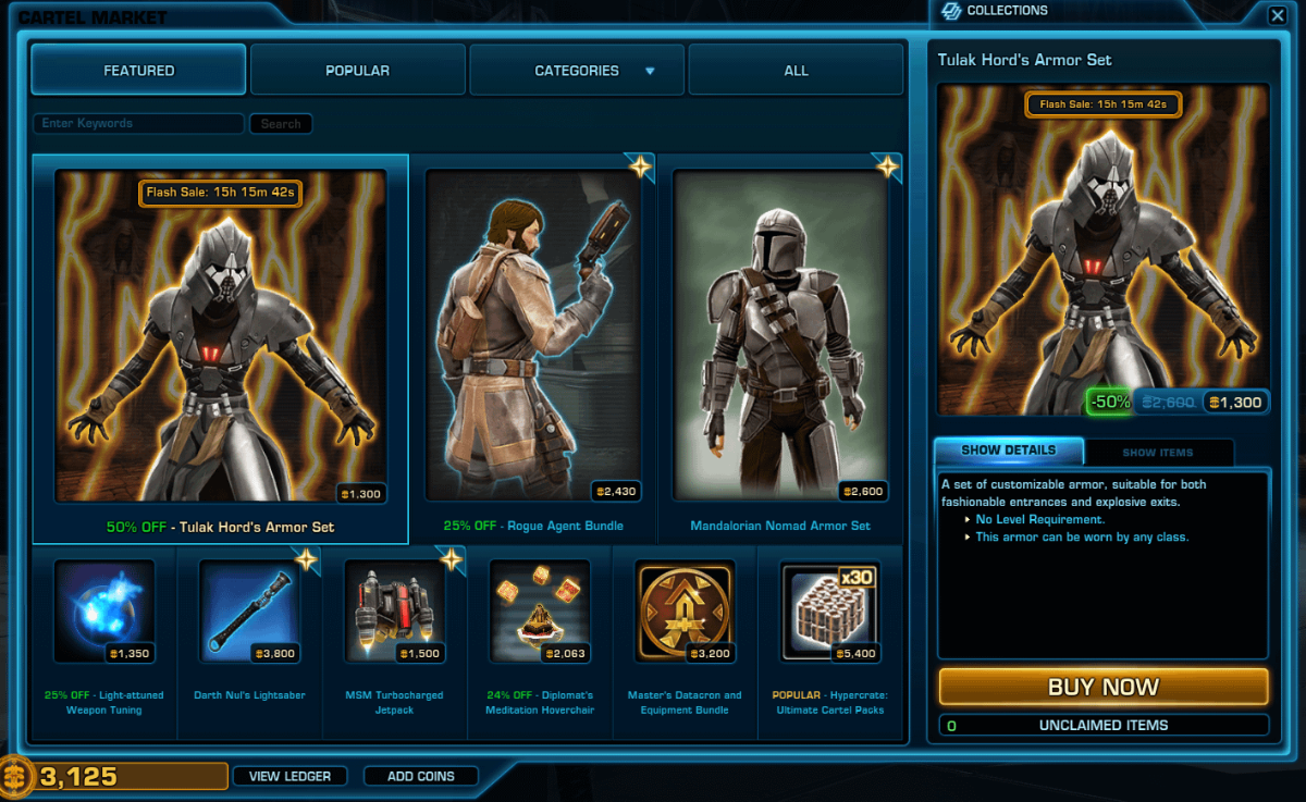 Tulak Hord Armor Set - Cartel Market Suggestions - SWTOR | Forums