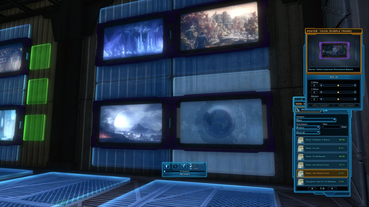 The "Poster: Yavin {Purple Frame)" decoration isn't correctly back lit ...