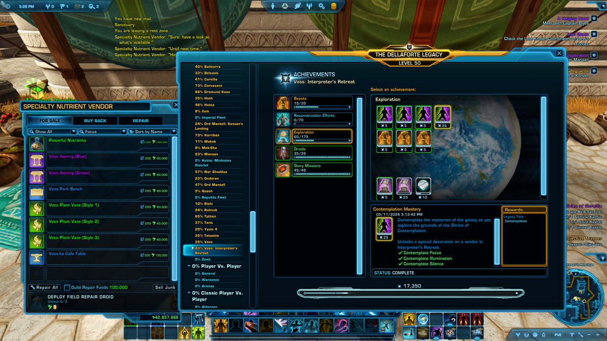 Tranquil Fountain not unlocking at vendor after Contemplation Mastery ...