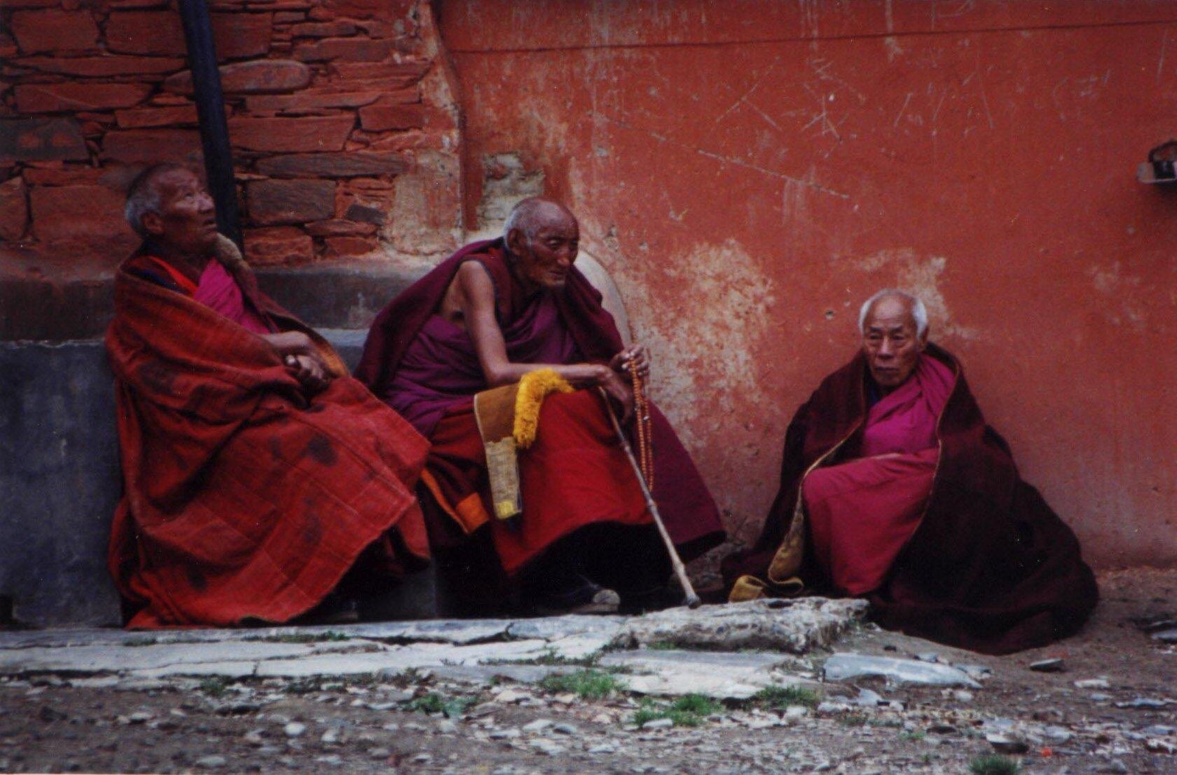 3 Old monks resting at the monastery's yard - Uncategorized - Photo.net