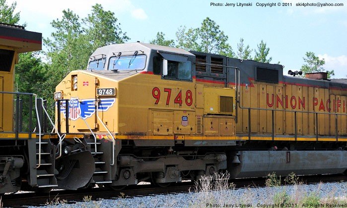 In the Floridale siding, Union Pacific [UP] Engine No. 9748 -- the ...