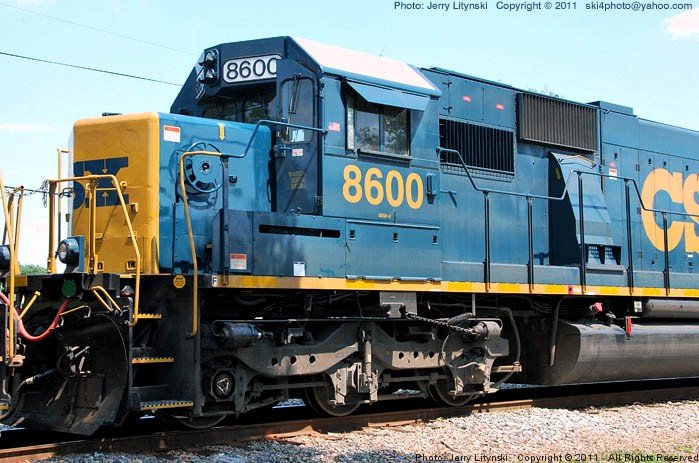 The third power unit, CSX Engine No. 8600, part of 4-locomotive consist ...