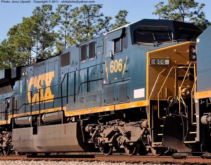 CSX Engine No. 606 - the third motor in a 3-locomotive consist moving a ...