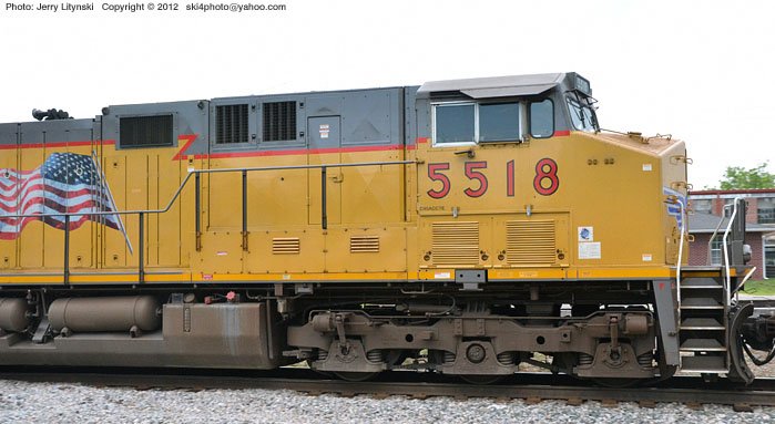 Union Pacific [UP] Engine No. 5518, running 6th in a 6-locomotive ...