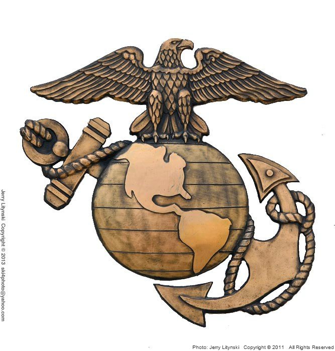 The US Marine Corps emblem (in brass) at the National Museum of the US ...