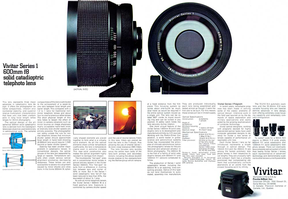 Vivitar Series 1 600mm f8 solid catadioptric telephoto lens - Classic ...