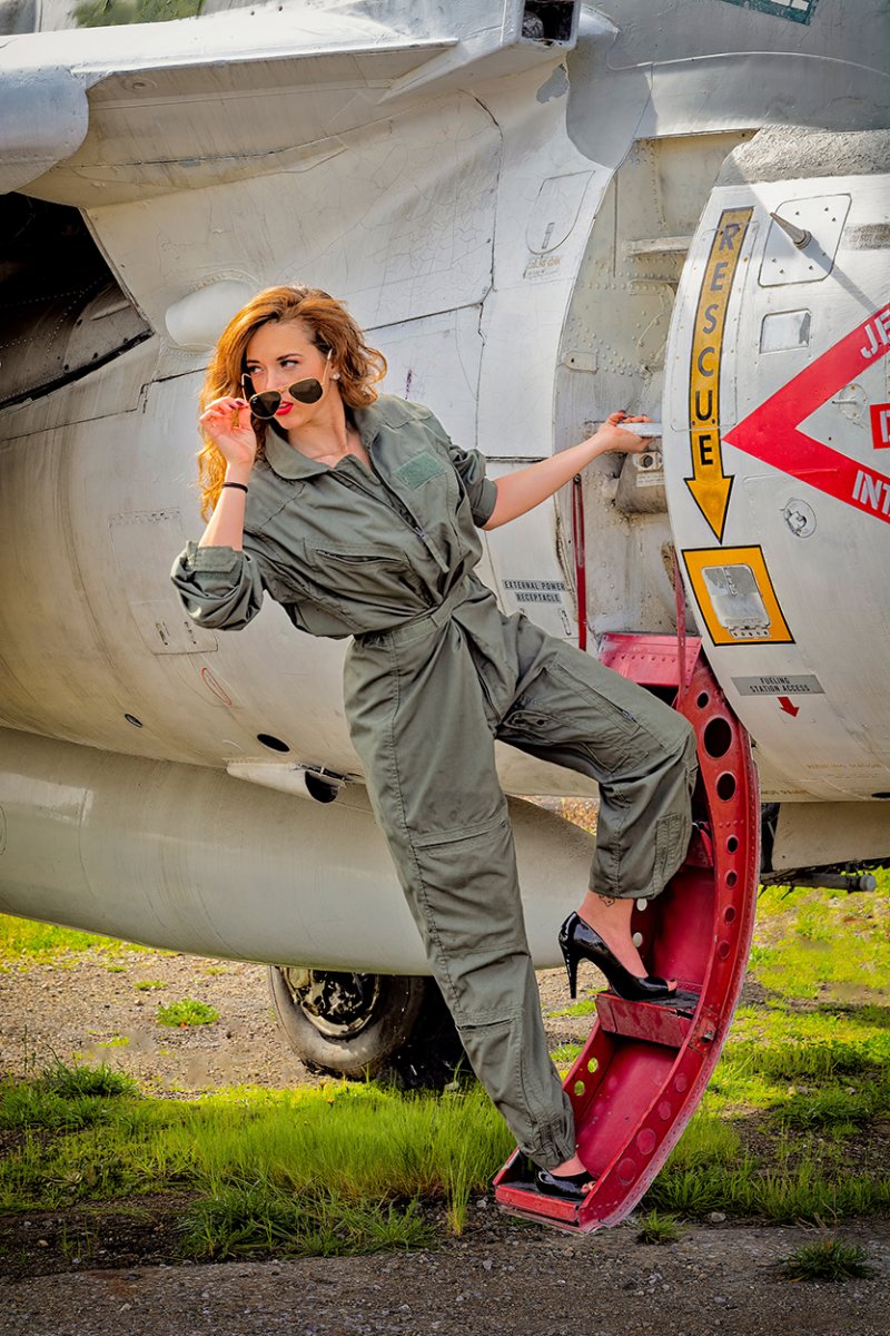 Model on a Vintage A-6 Intruder Jet Ladder - Fashion - Photo.net