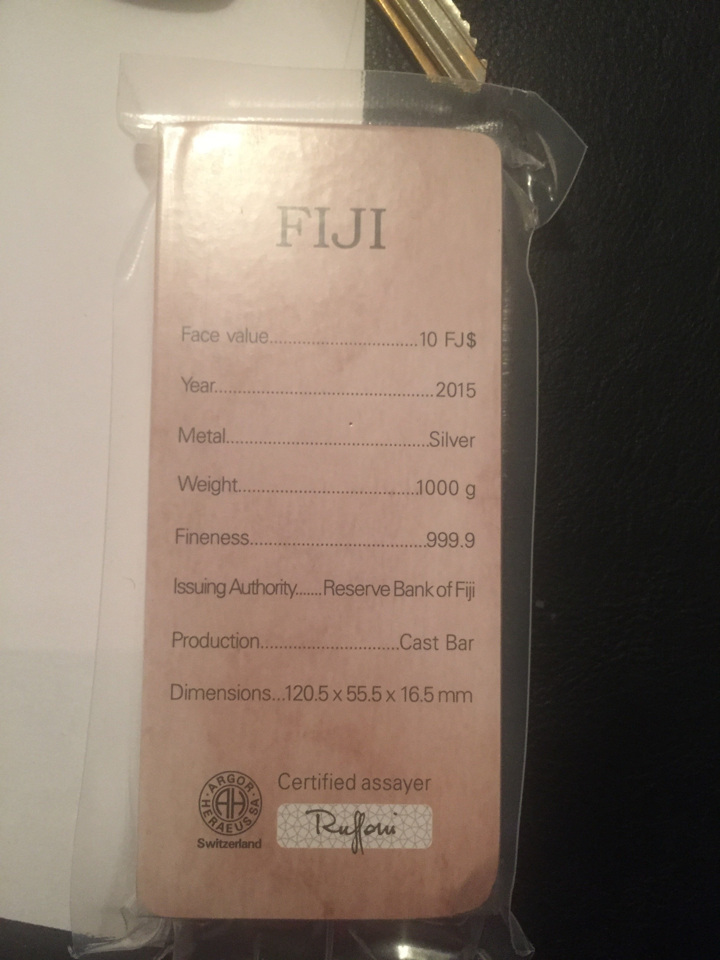 1kg Fiji silver coin bar £492 posted - UK (Ungraded) - The Silver Forum