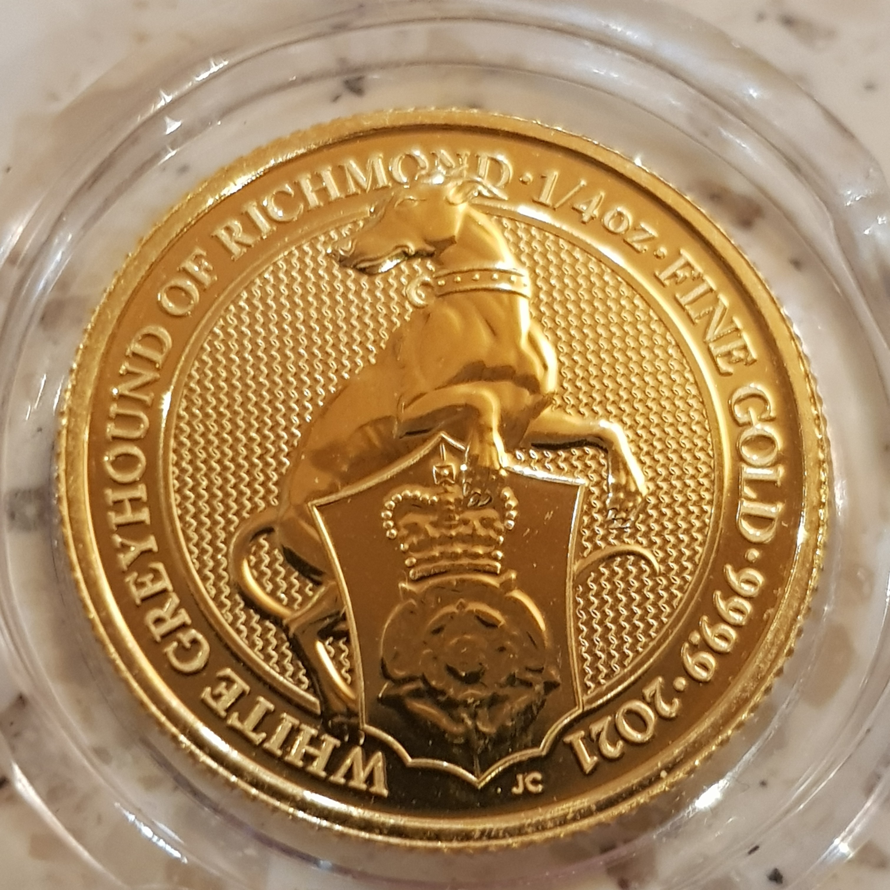 1/4 oz gold Greyhound of Richmond Queen's Beasts bullion - UK (Ungraded ...