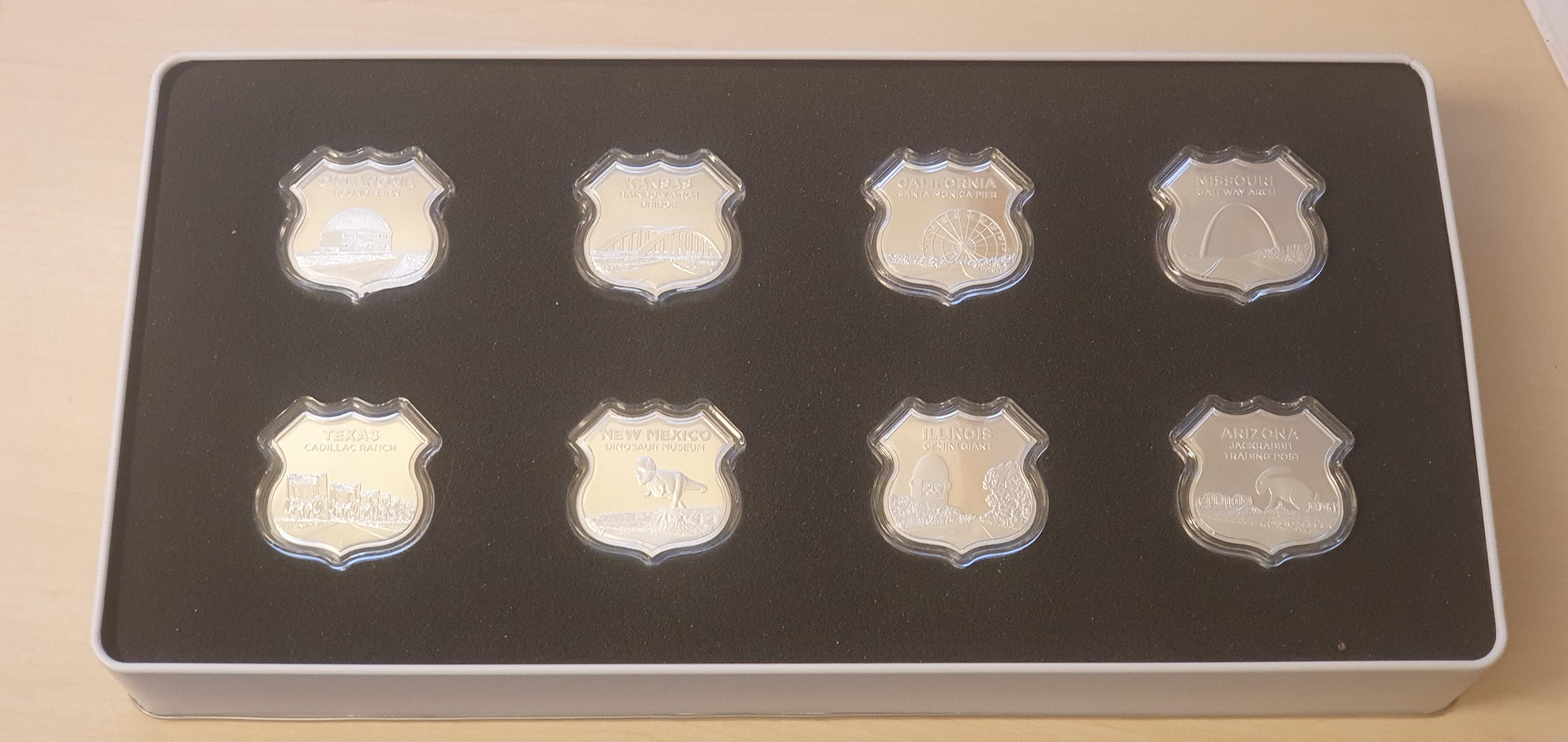 Icons Of Route 66 1oz silver shields. Two full sets in case. - UK ...