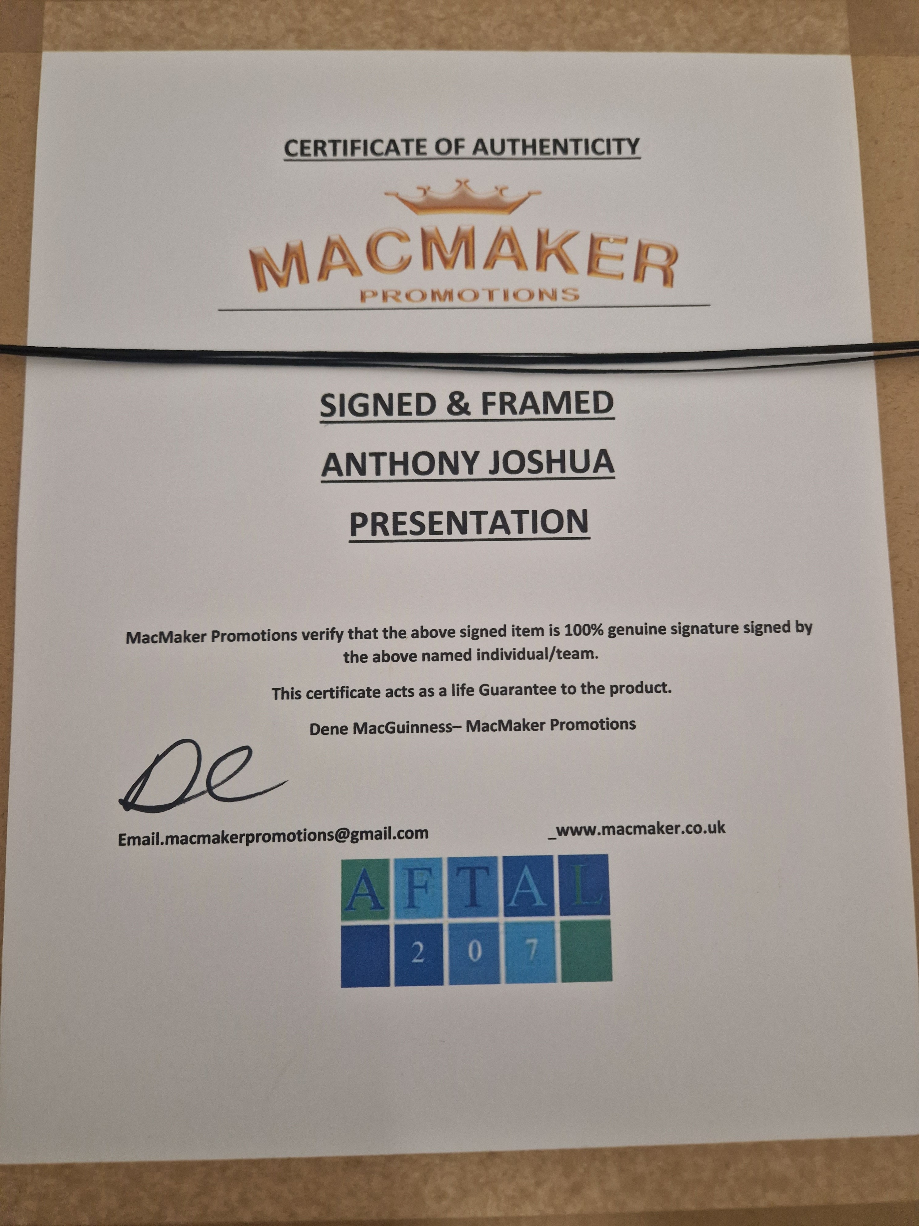 Anthony Joshua Authenticated Autograph - All non PM items for sale (All ...