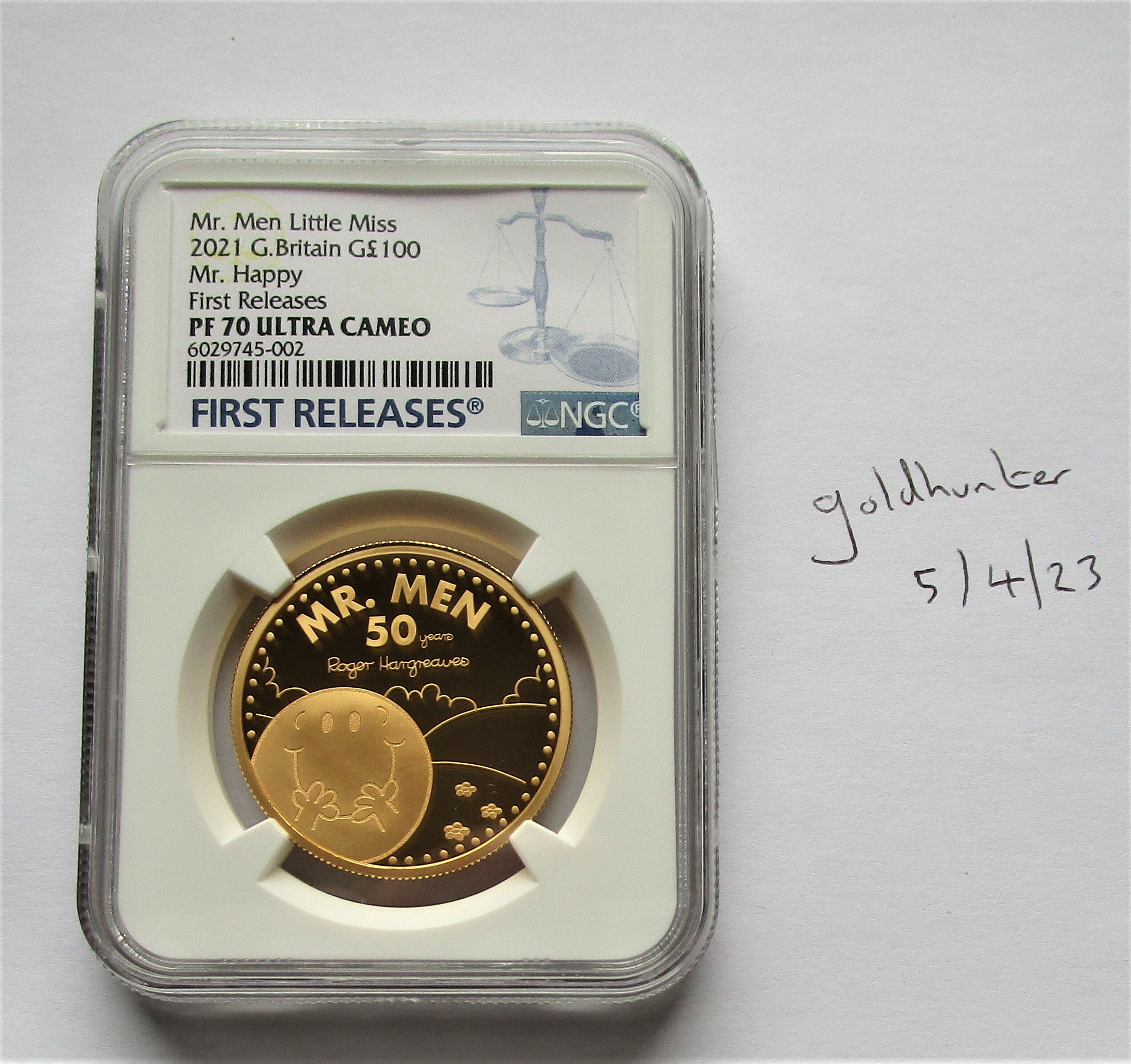 2021 Mr Men Mr Happy Gold Proof 1oz coin NGC PF70 Ultra Cameo - UK ...