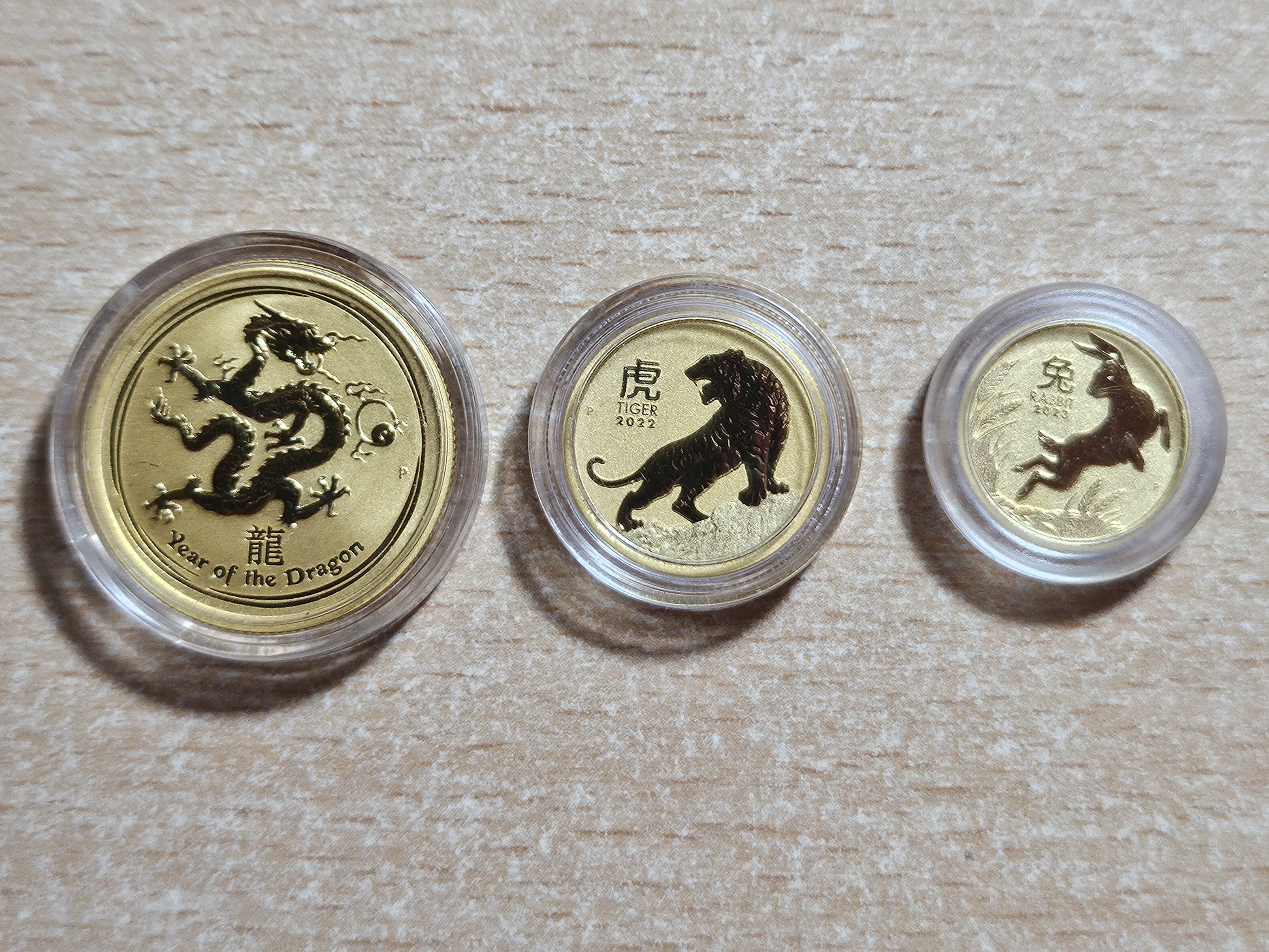 Perth Mint Gold Lunar Coins Dragon 1/4oz Tiger /10oz 1/20 Bunny - UK ...