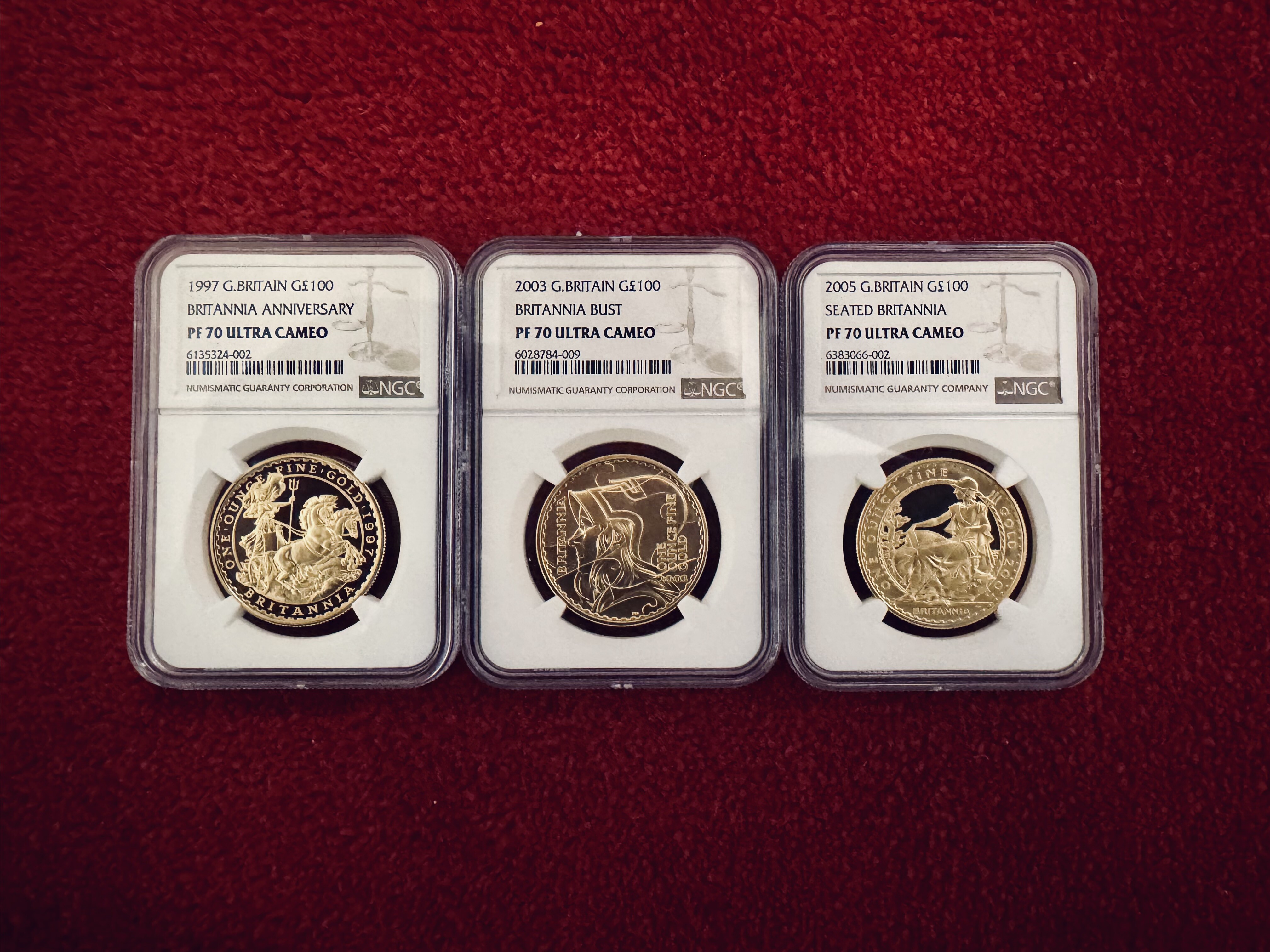 Gold PF70 1oz Britannia’s: 1997, 2003 and 2005 Philip Nathan special ...