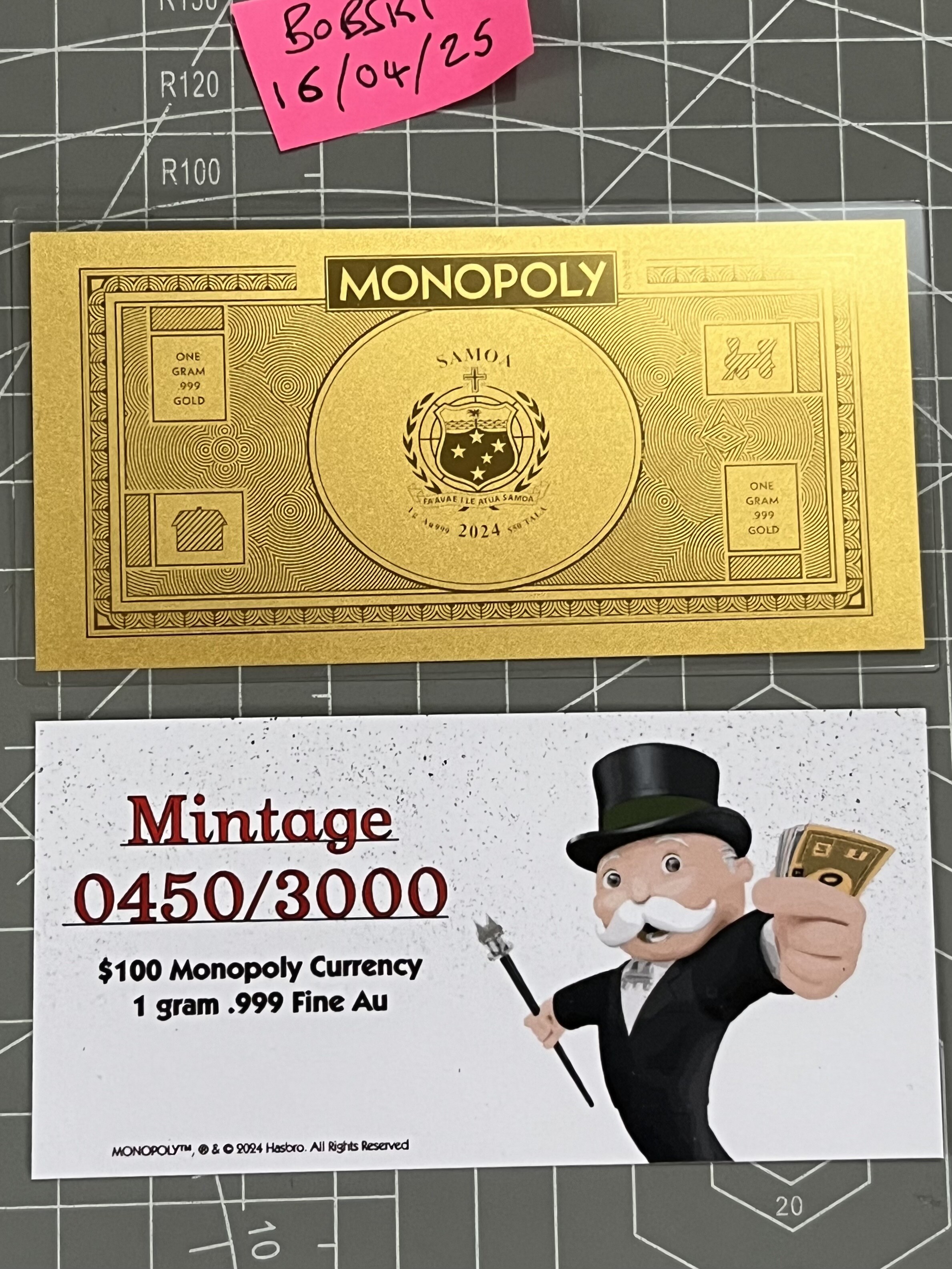 1g Gold Monopoly Notes - PAMP - Including COA’s (REDUCED!!) - UK ...