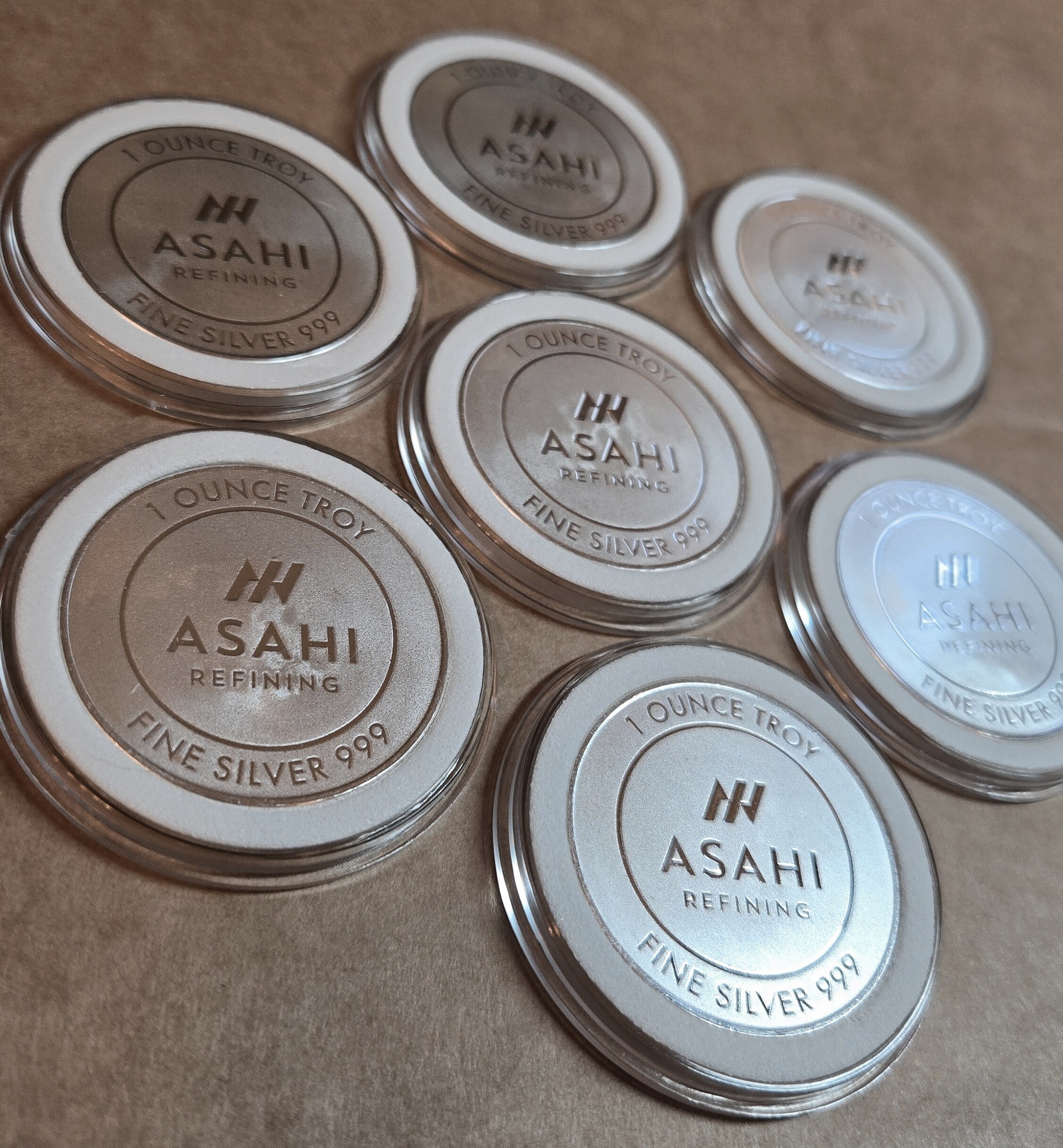 7 x 1oz Asahi Silver Rounds - UK (Ungraded) - The Silver Forum