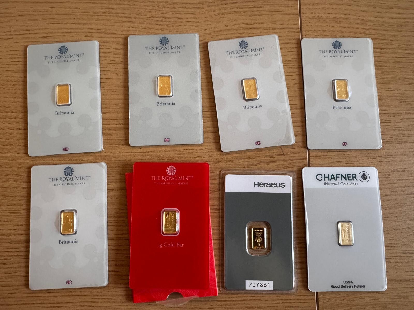 8 x 1g Gold Bar Bundle - UK (Ungraded) - The Silver Forum