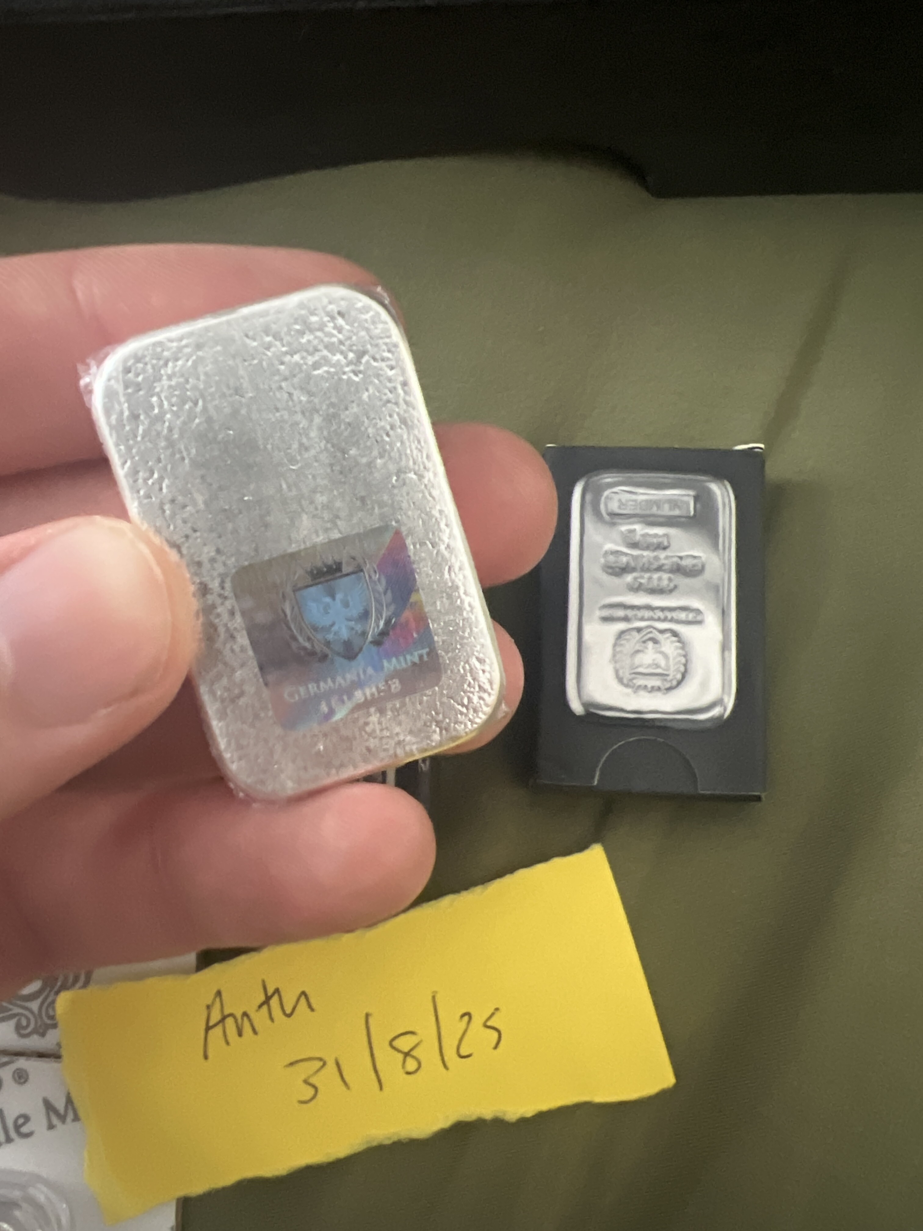 Scottsdale dragon set, Germania 100g bars and 1g Geiger and 5g gold ...