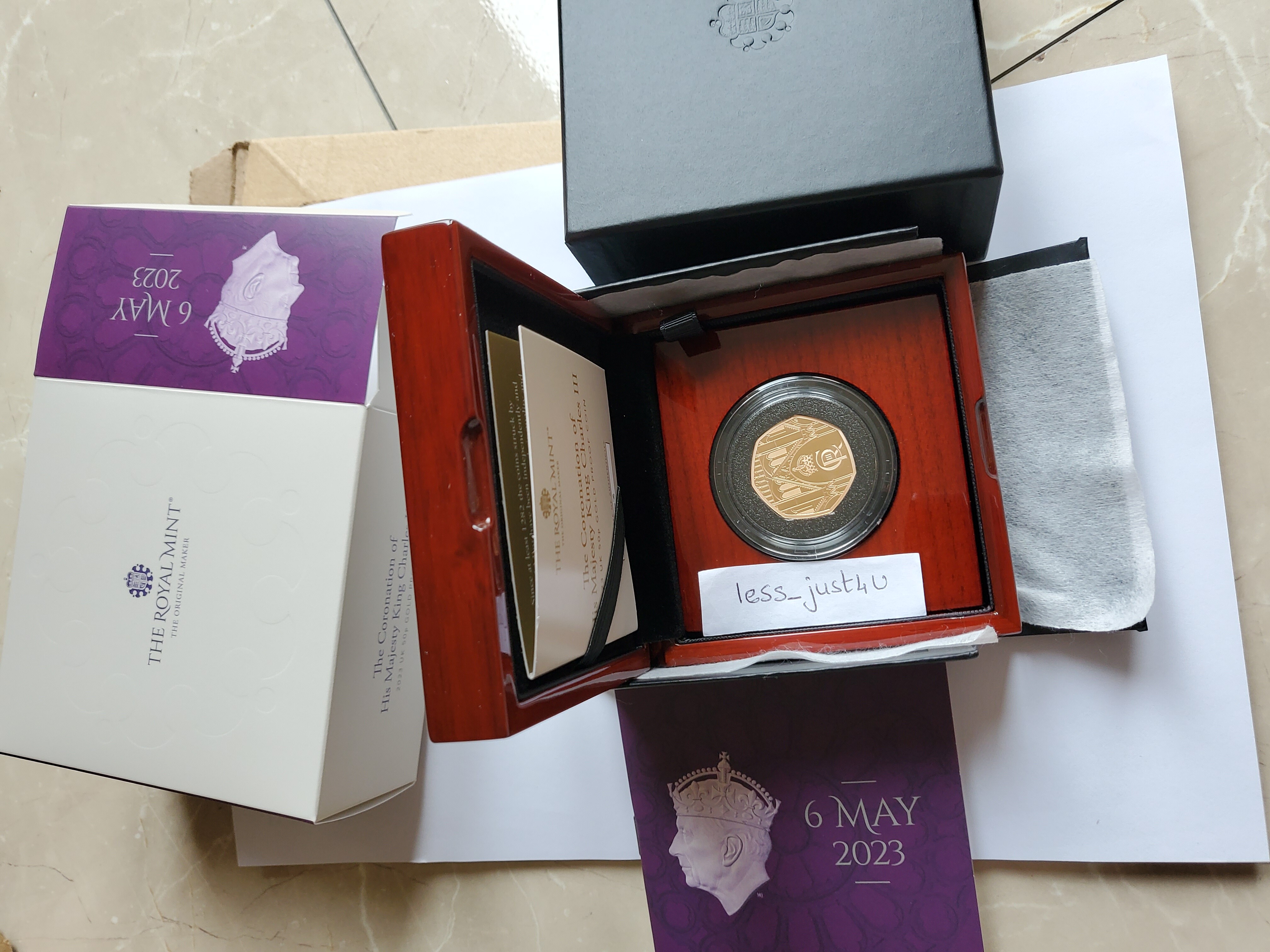 COA 123 Coronation King Charles III 2023 UK 50p celebration Gold Proof ...