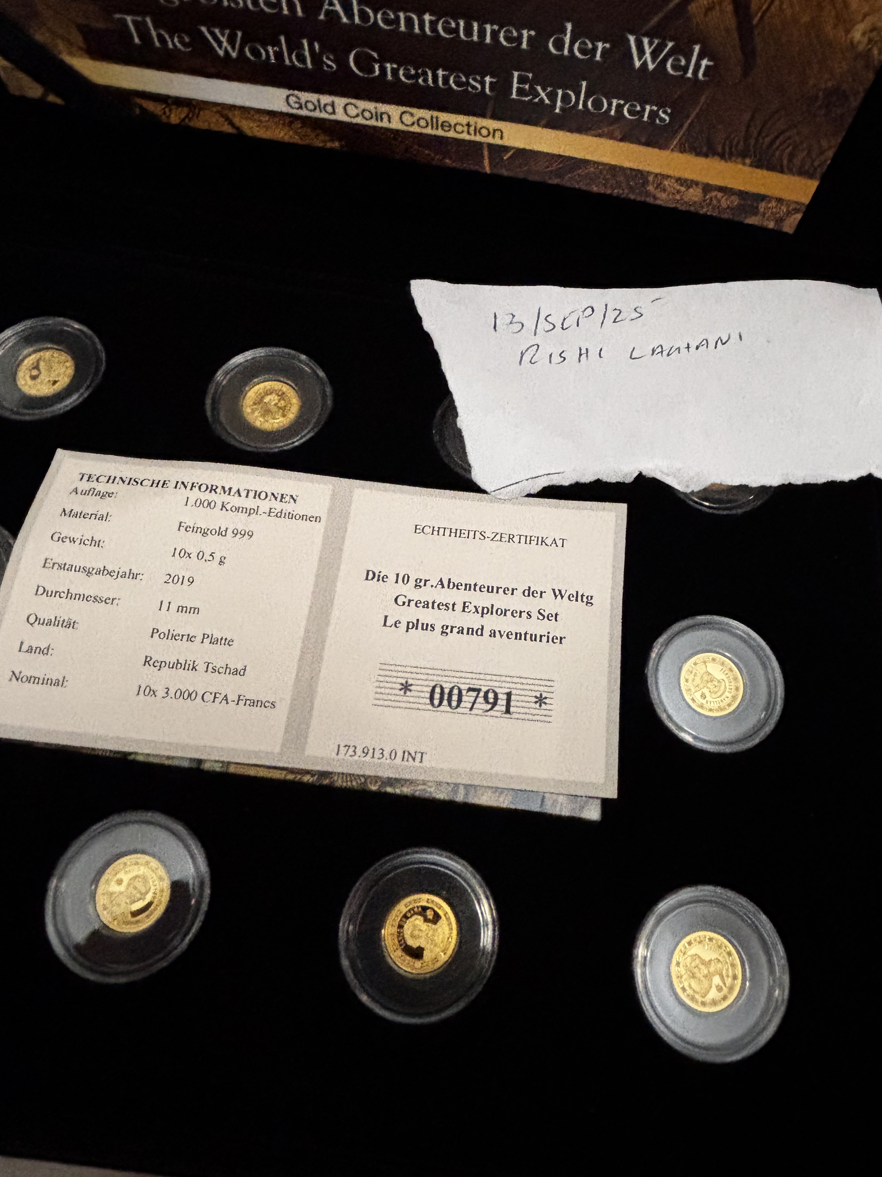 Worlds Greatest Explorers Set of 10 x 0.5gm gold coins - UK (Ungraded ...
