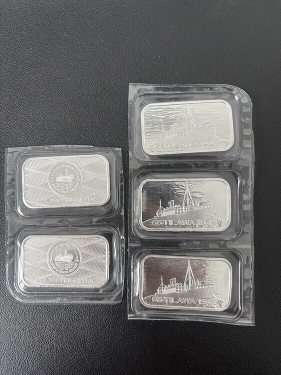 1oz silver Tilawa bars x5 - UK (Ungraded) - The Silver Forum
