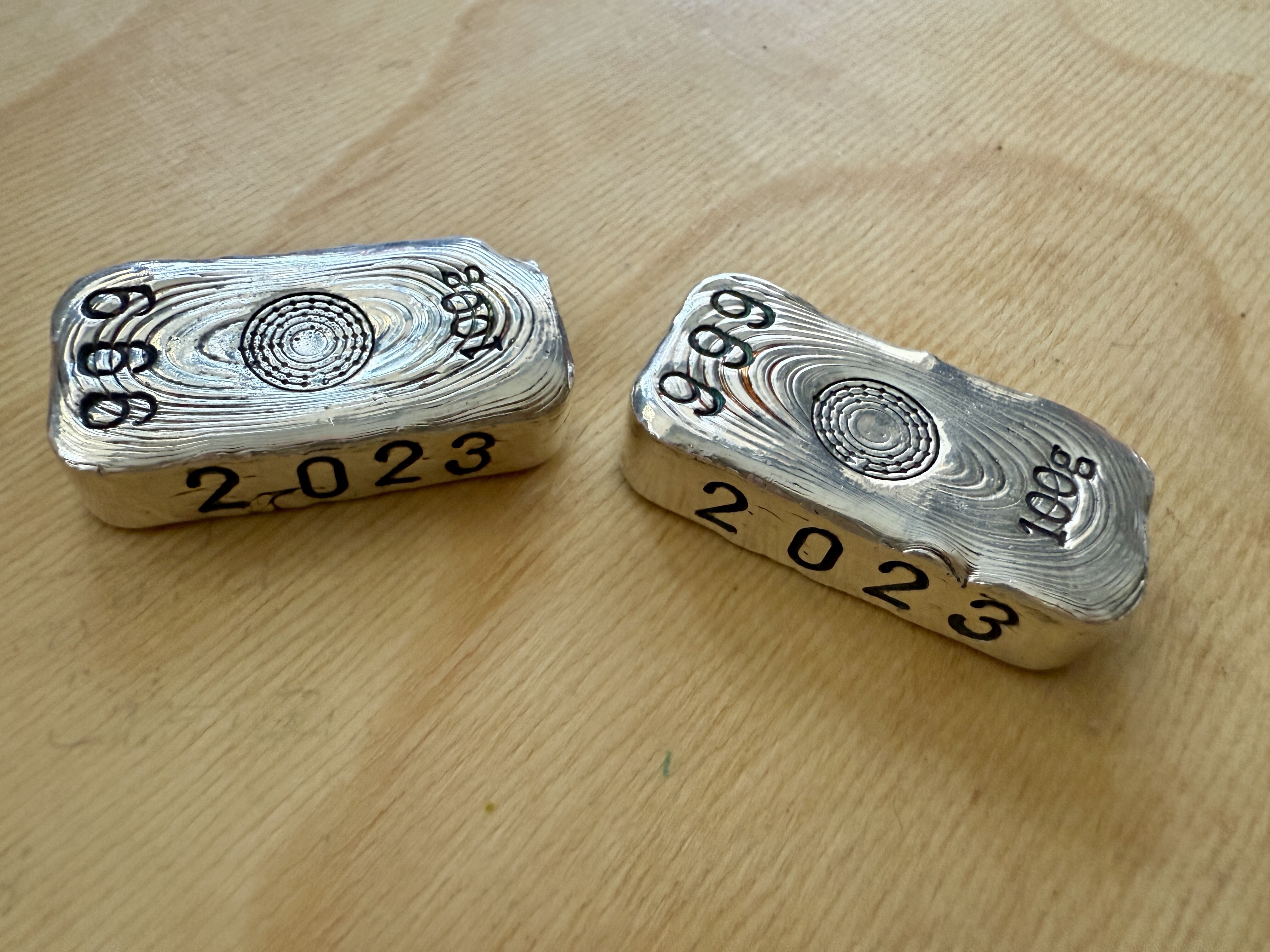100g Poured Silver Bars - 2x 2024 BYB Channel Bars (Nos. 12 and 14) and ...