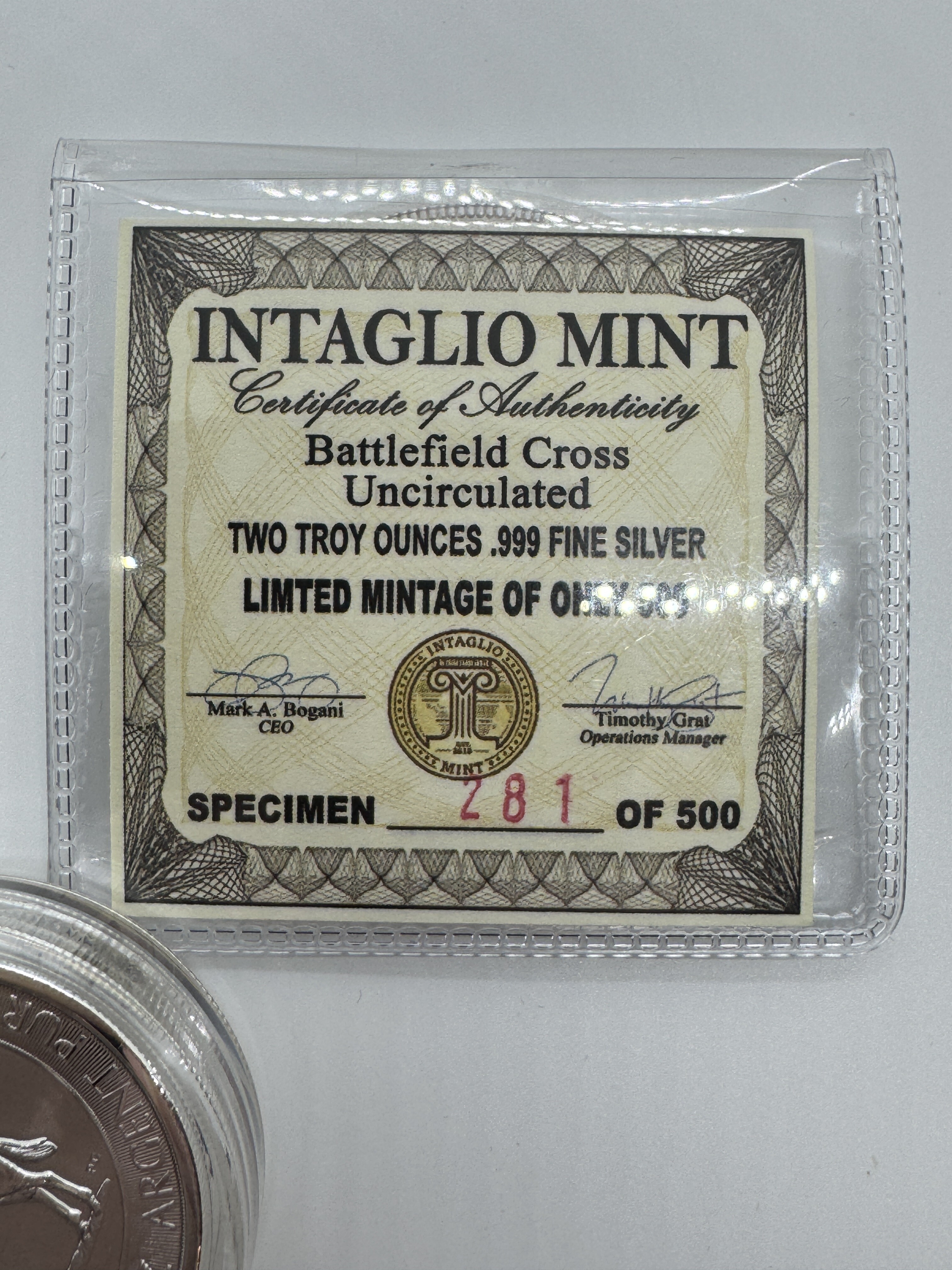 Intaglio Mint 2oz Silver Limited Edition Battlefield Cross Fallen ...