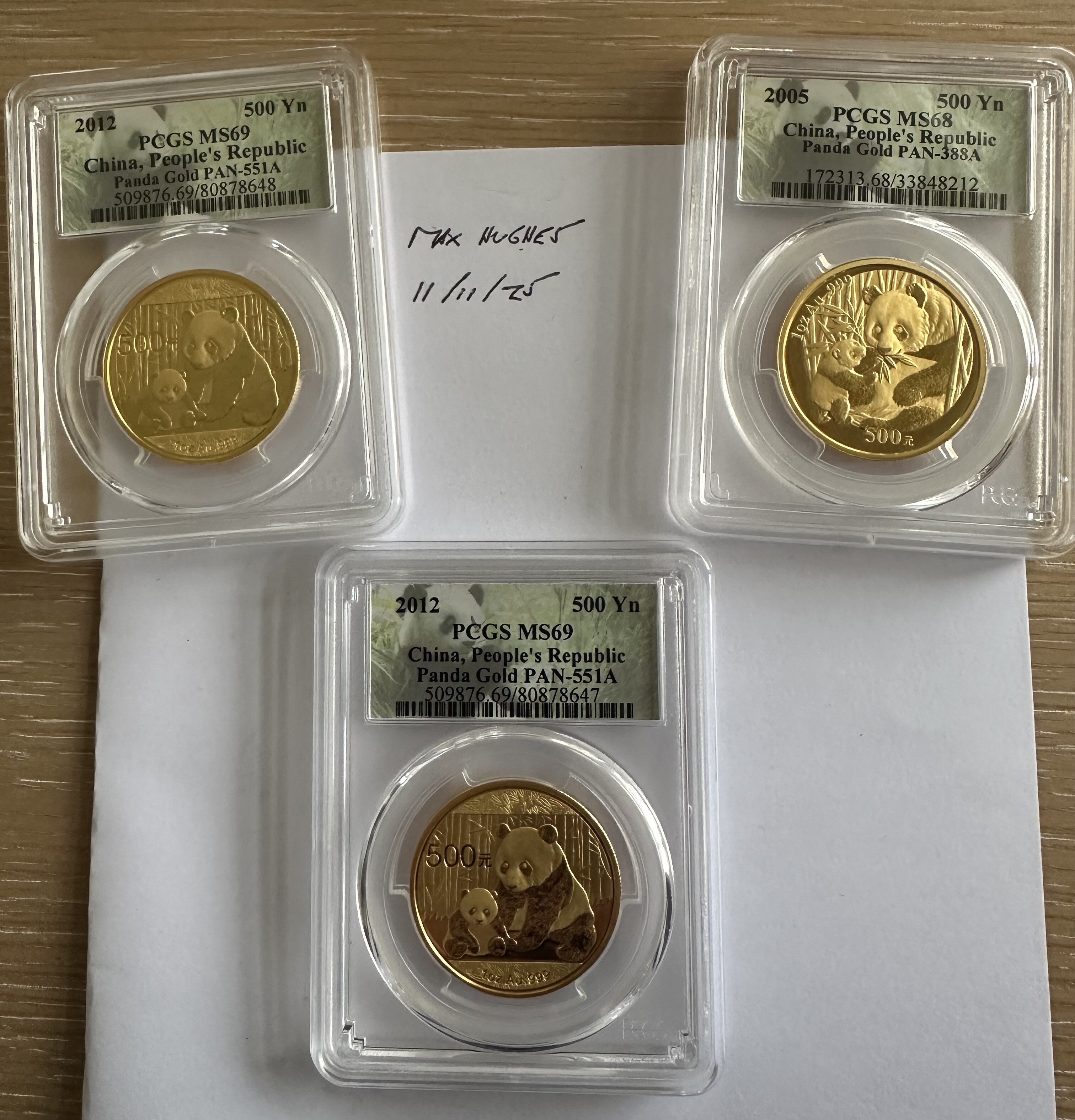 Gold 1oz Pandas Graded 2 x 2012 1 x 2005 £3285 each plus postage - UK ...