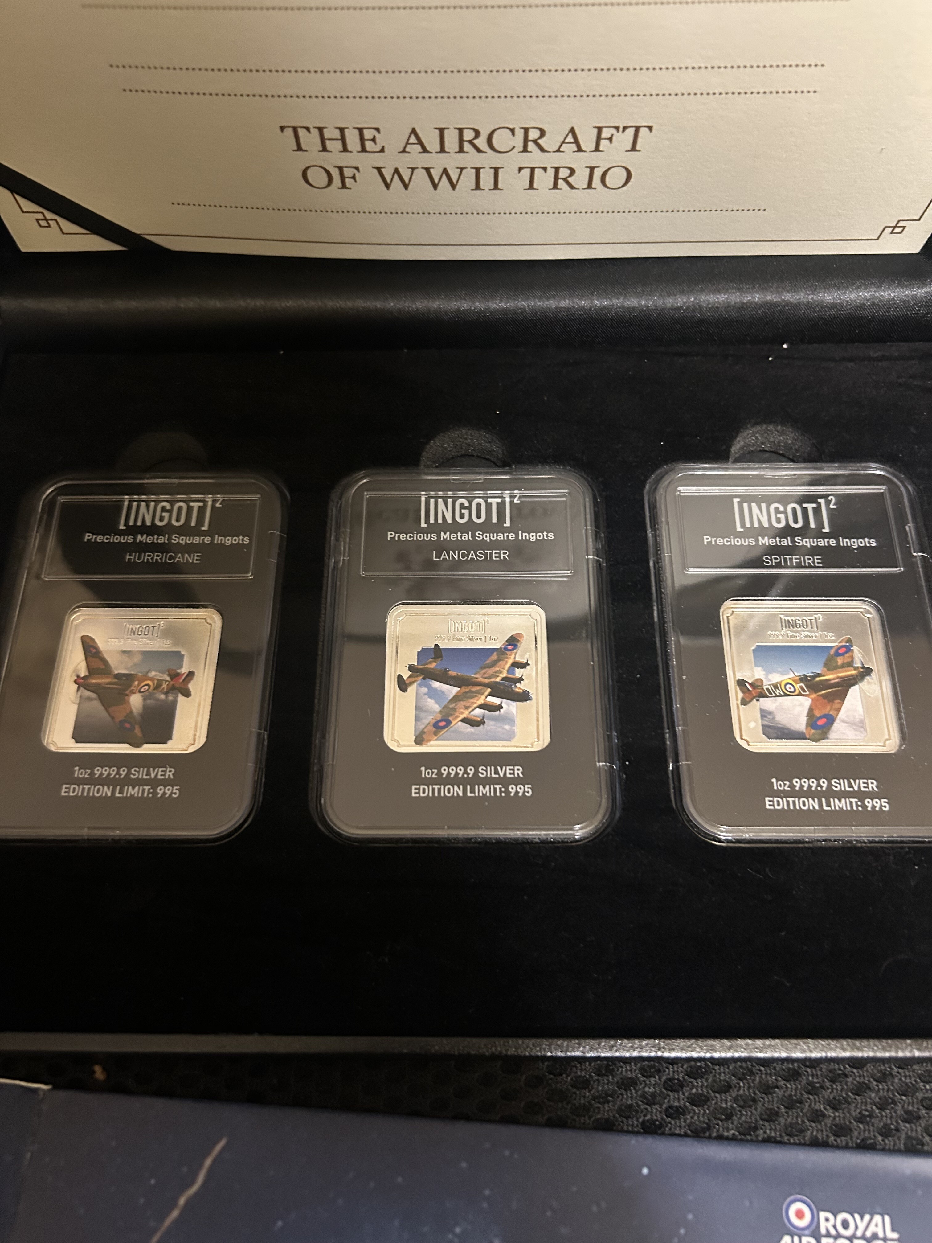 Aircraft of WWII Trio silver ingot set (3 × 1oz .9999 silver) Douglas ...