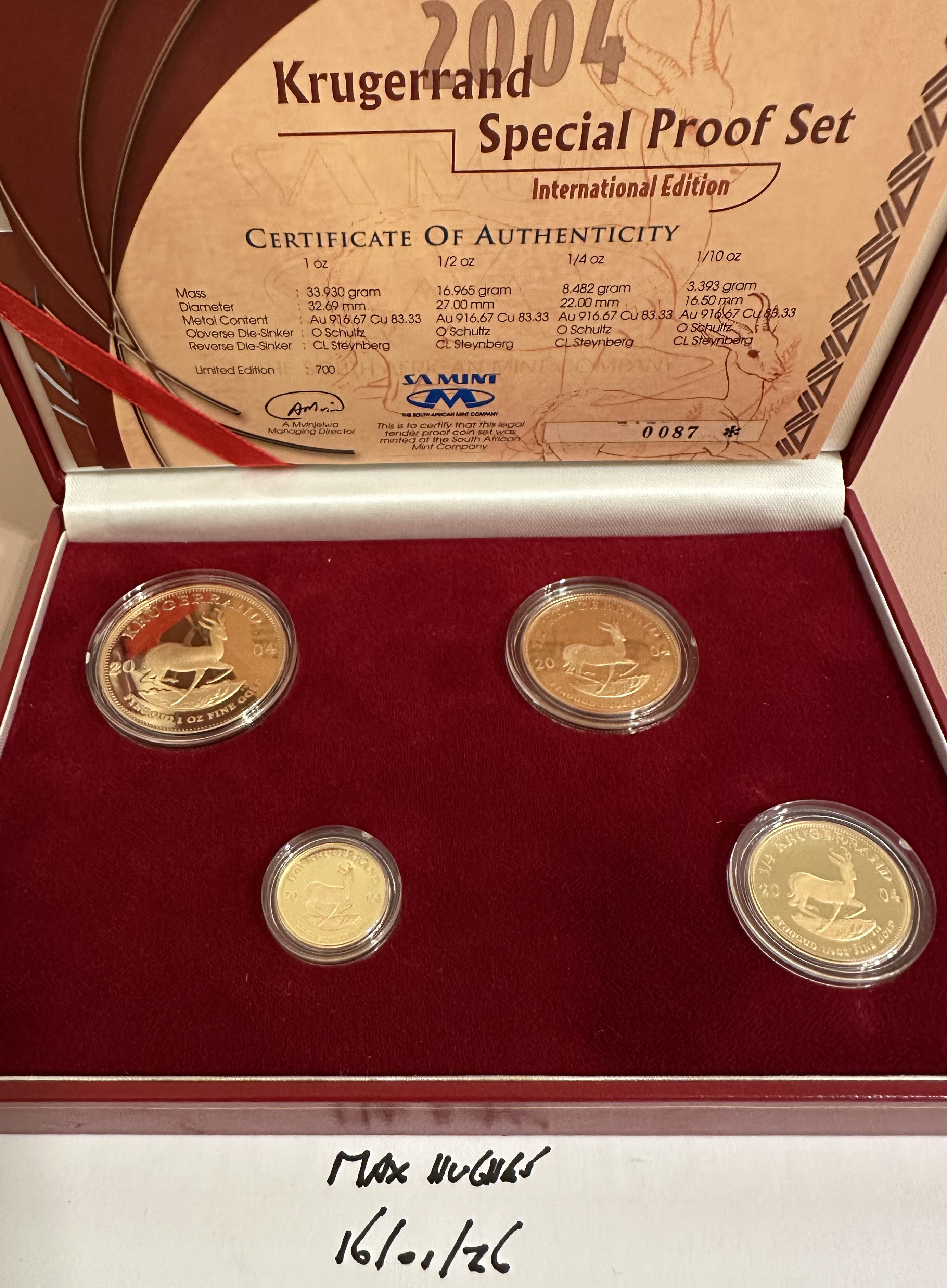 2004 and 2012 4 Coin Gold Proof Krugerrand Sets 2% over spot - UK ...
