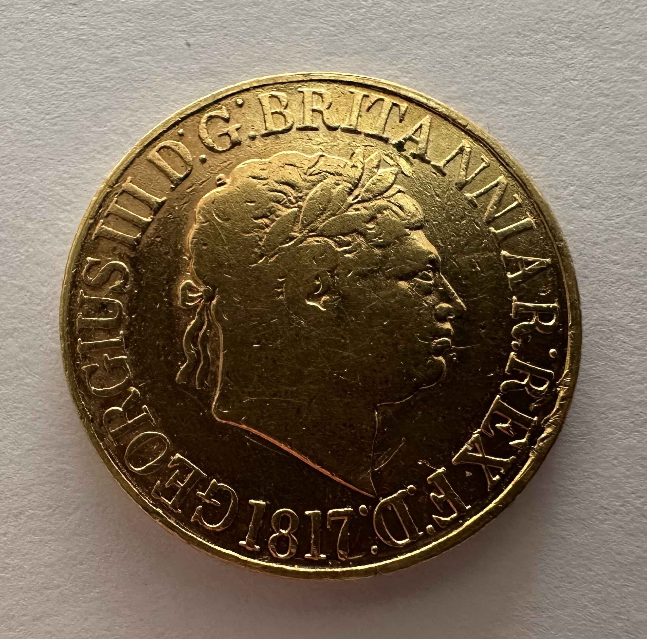 1817 Gold Sovereign First modern sovereign! The coin has been gilted £ ...