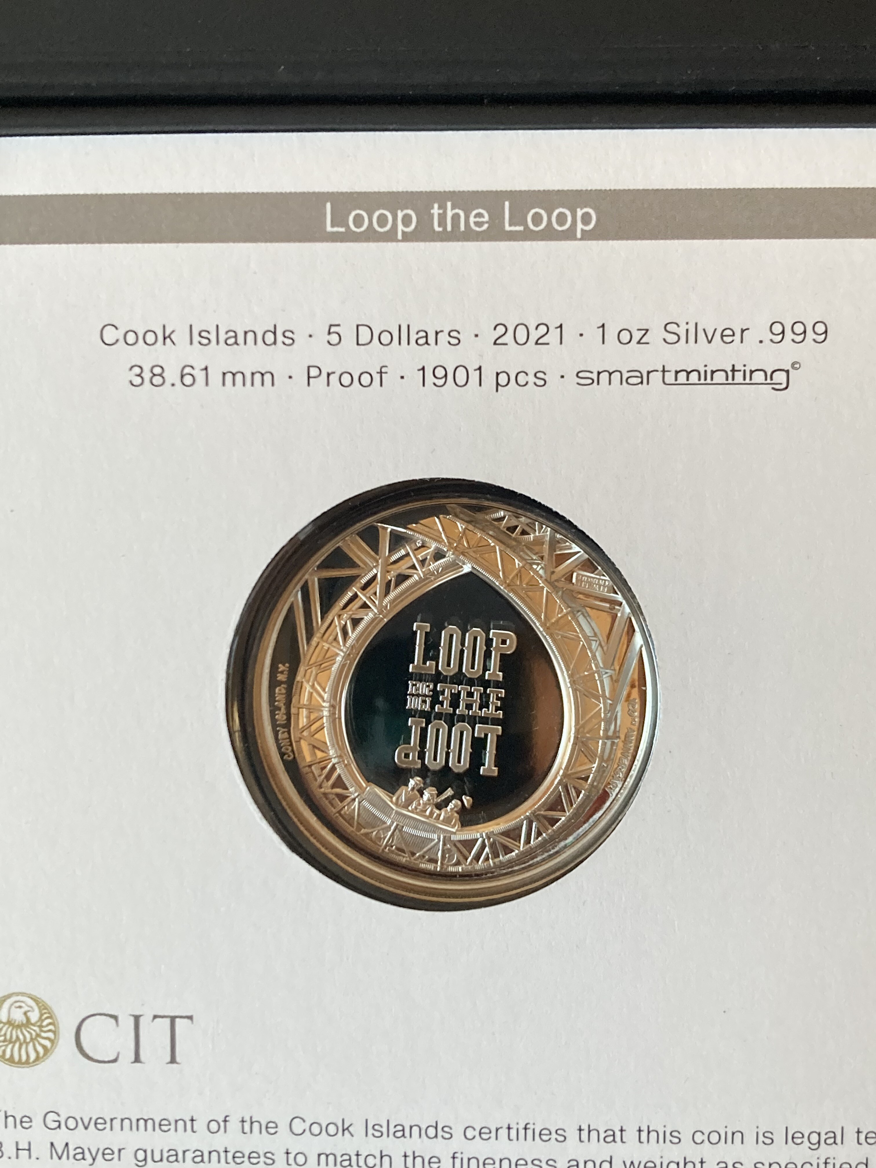 Cook Islands, 1oz silver Proof, Loop the Loop, 120th Anniversary 2021 ...