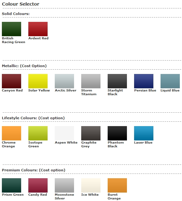 Evora Colour Chart - Evora Chat - TLF - Total Lotus