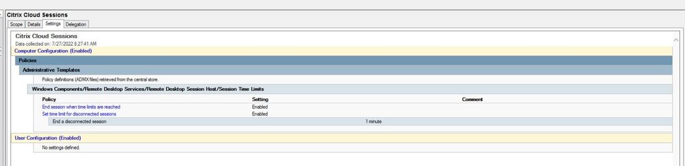 Disconnected sessions not logging off - Citrix DaaS - Citrix Community