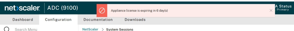 NetScaler license expiry warning after upgrade - License Activation ...