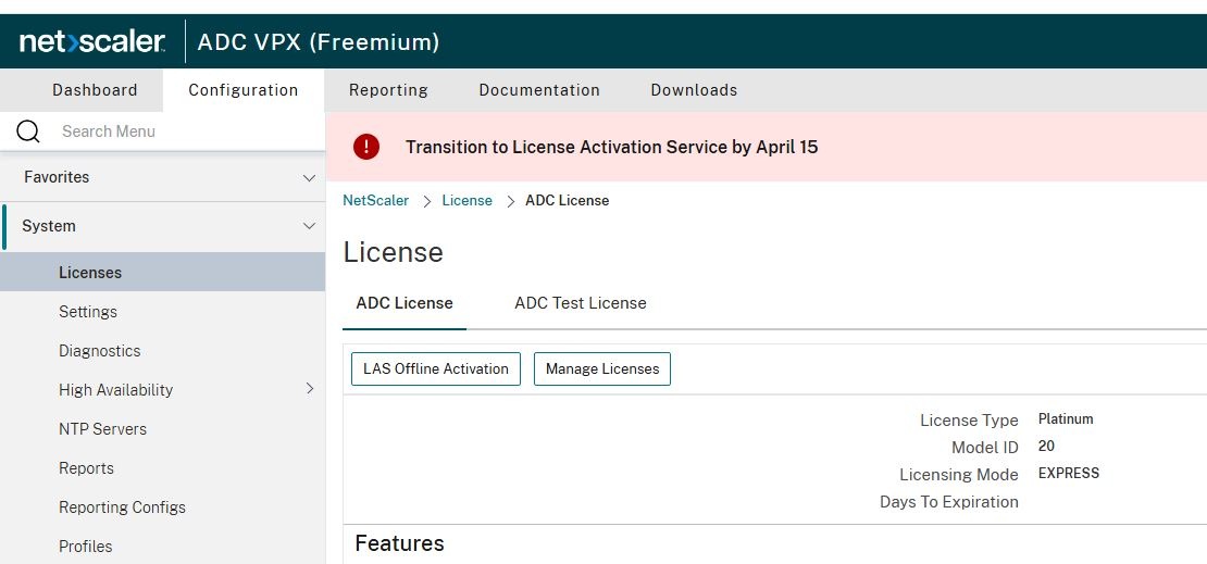 Netscaler Freemium / License Activation Server (LAS) - License ...