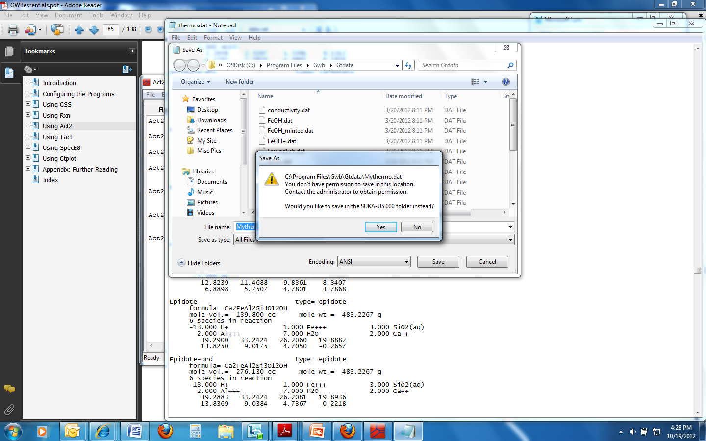 unable to save a new thermo.dat file into the folder - The Geochemist's ...