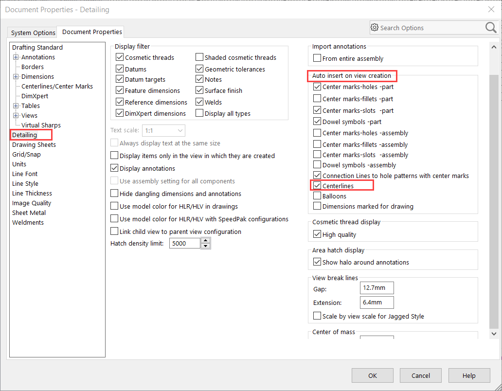 Centerlines on drawing - SOLIDWORKS CAD - GoEngineer Community