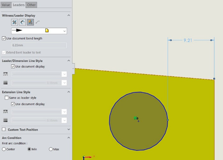 Dimension to arc or diameter vs center mark - SOLIDWORKS CAD ...