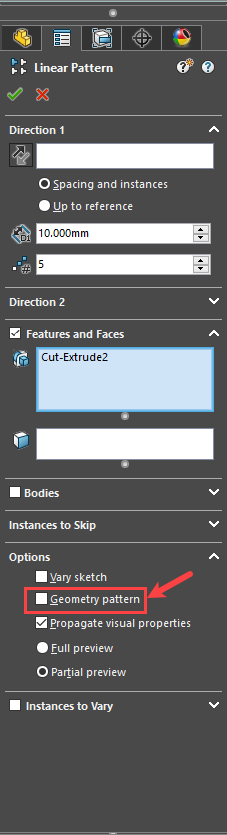 Linear pattern cut in part behavior - General Q&A - GoEngineer Community