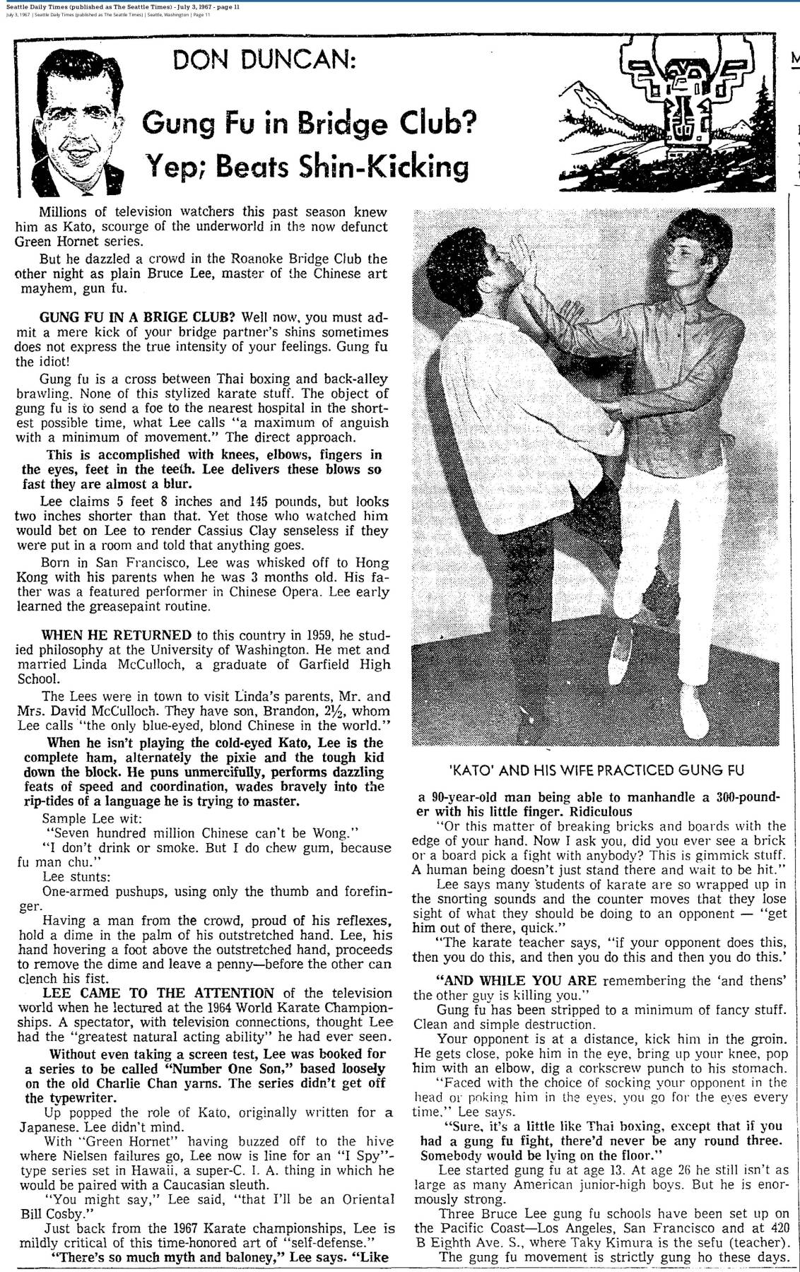 Bruce Lee in the Seattle Newspaper (1961-1967) - Bruce Lee - Kung Fu Fandom