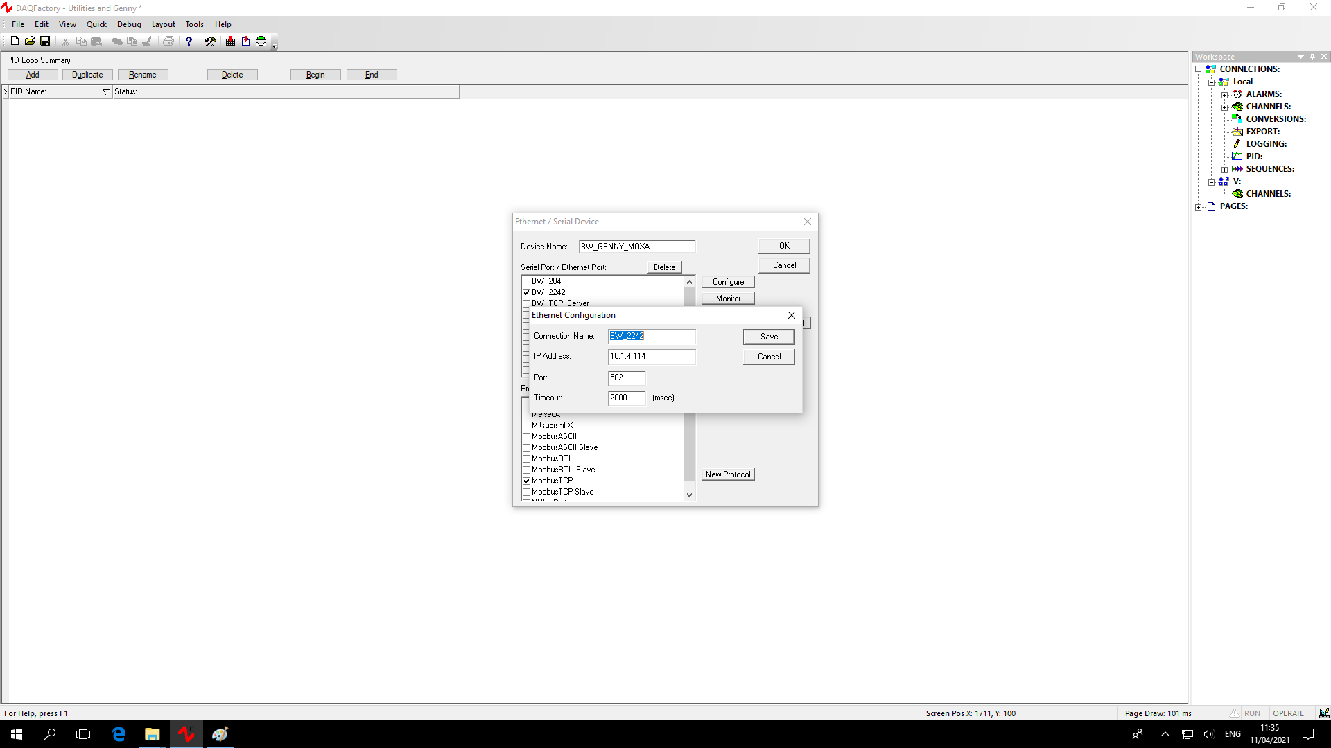 ModbusTCP error. Two software devices - Modbus - AzeoTech Forum