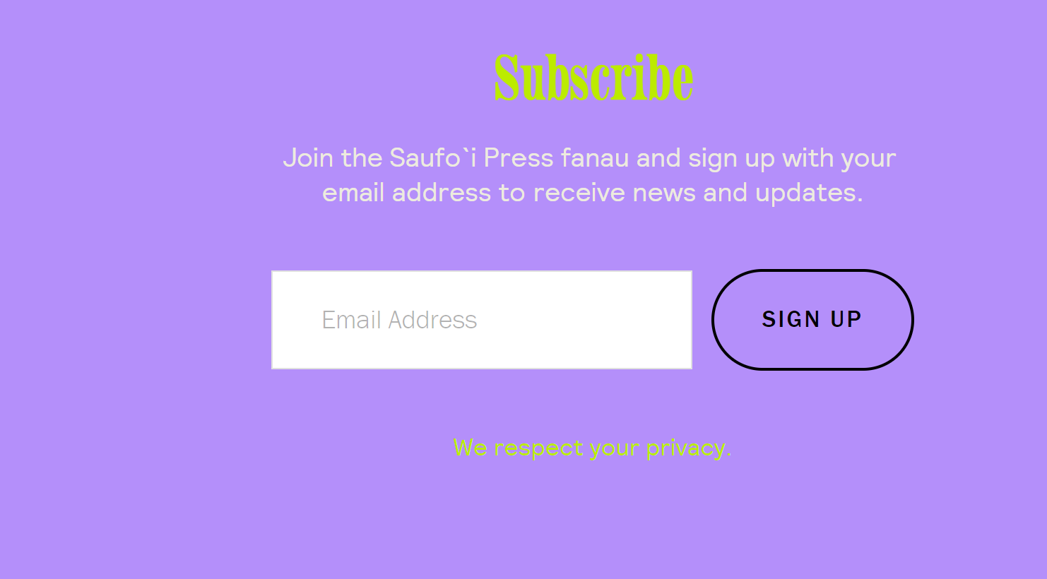 Custom font newsletter sign up block - Customize with code ...